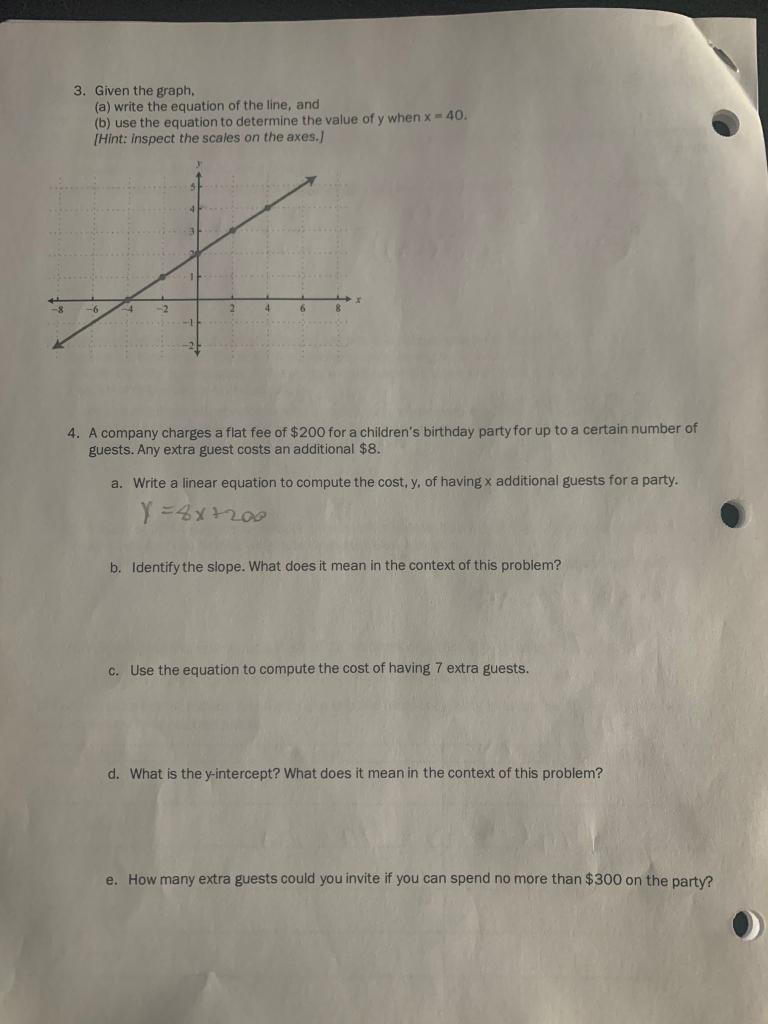 Solved 3. Given the graph, (a) write the equation of the | Chegg.com