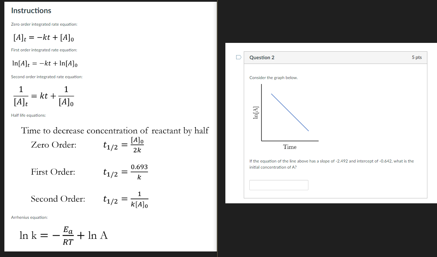 Solved Zero order integrated rate equation: [A]t=−kt+[A]0 | Chegg.com