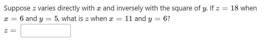 Solved - Suppose z varies directly with x and inversely with | Chegg.com