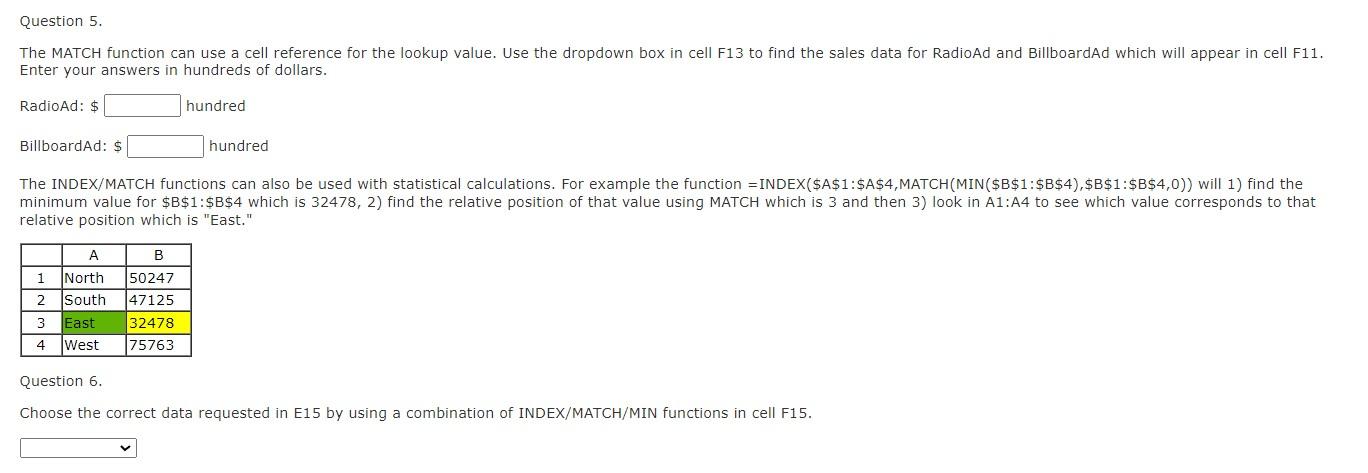 Solved Ch 10 Excel Tutorial 4 Excel Functions Index And 