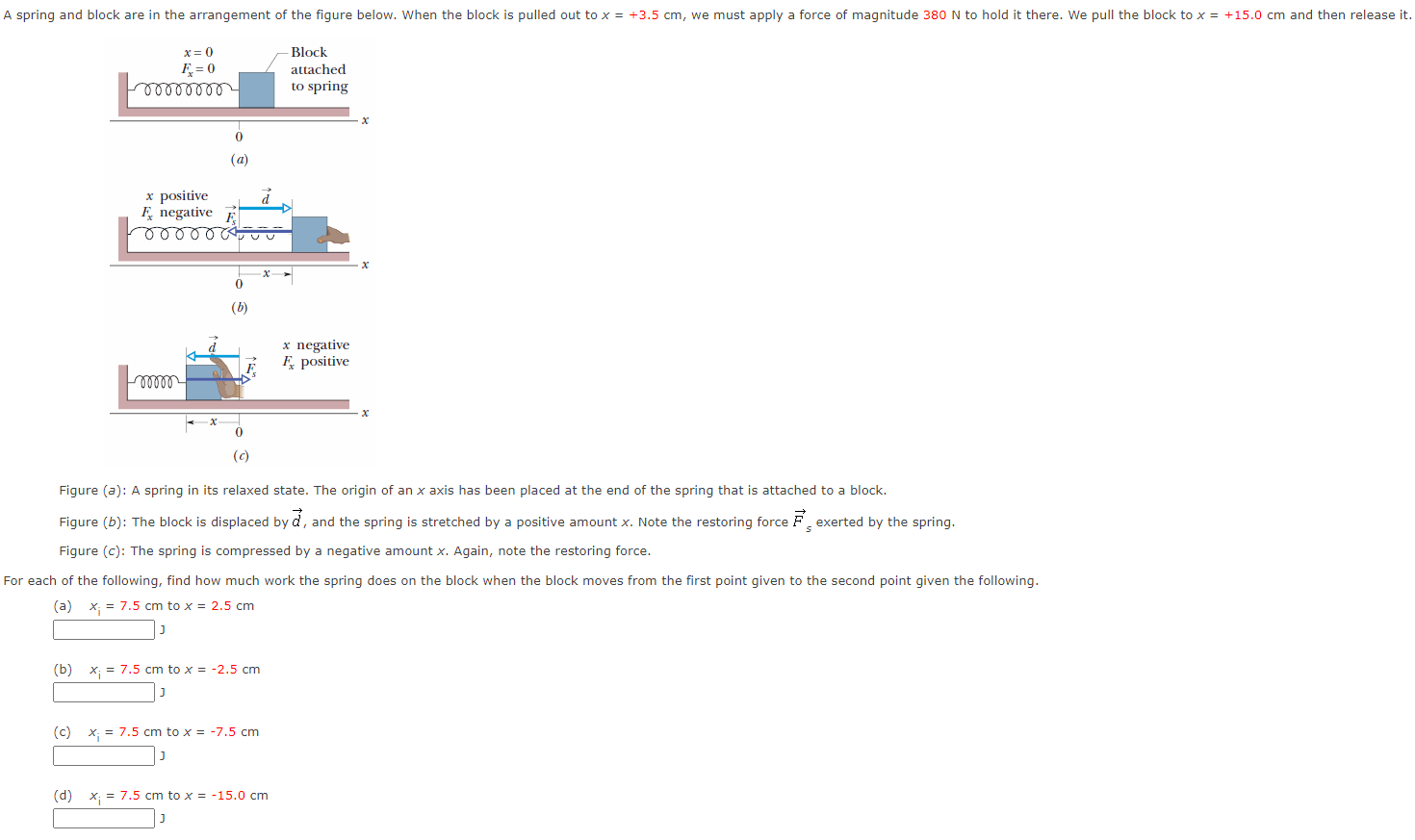 Solved A spring and block are in the arrangement of the | Chegg.com