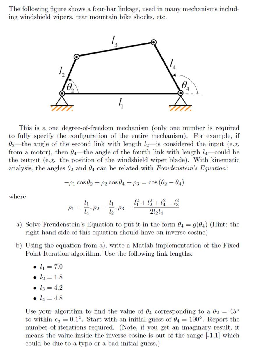 The following figure shows a four-bar linkage, used | Chegg.com