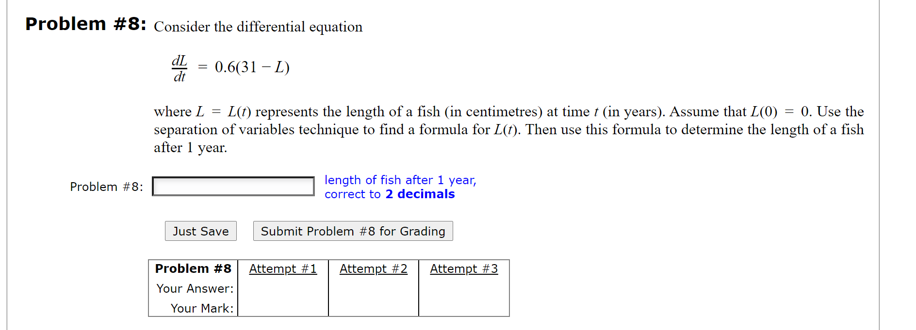 Solved Problem #8: Consider the differential equation dL dt | Chegg.com