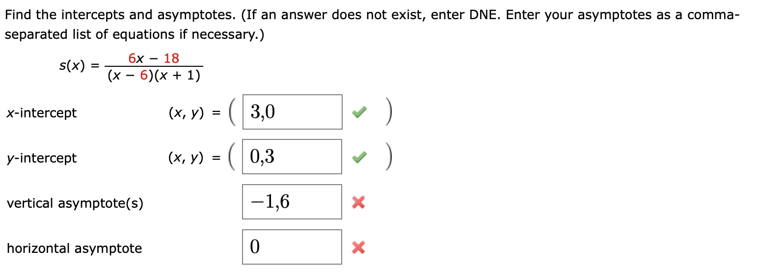 Solved Find the intercepts and asymptotes. (If an answer | Chegg.com