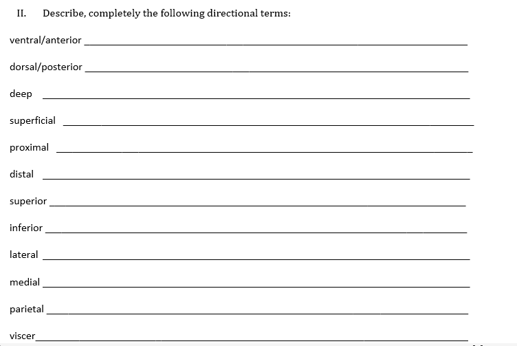 Solved II. Describe, completely the following directional | Chegg.com