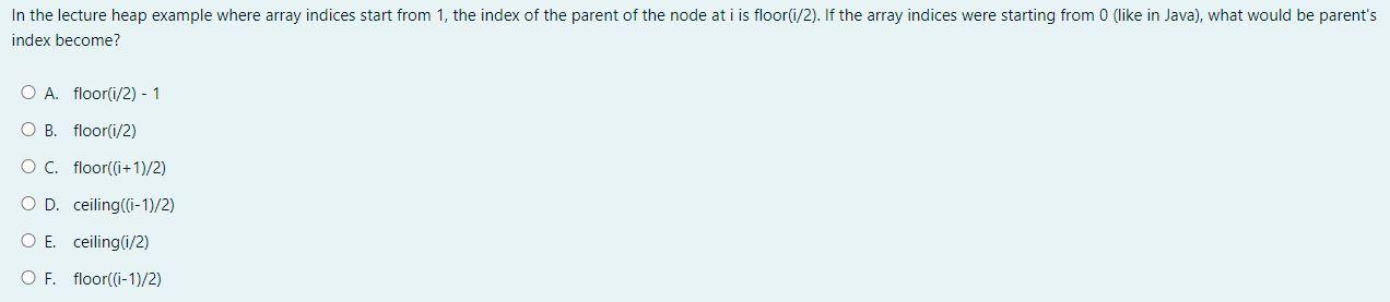 Solved In The Lecture Heap Example Where Array Indices Start