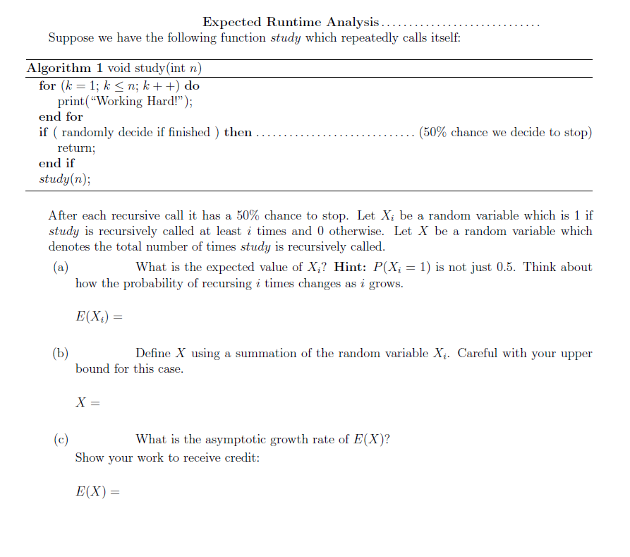 Expected Runtime Analysis Suppose We Have The 
