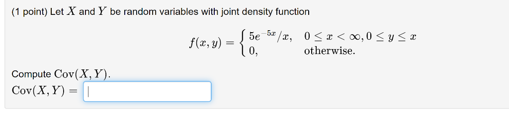 Solved (1 point) Let X and Y be random variables with joint | Chegg.com
