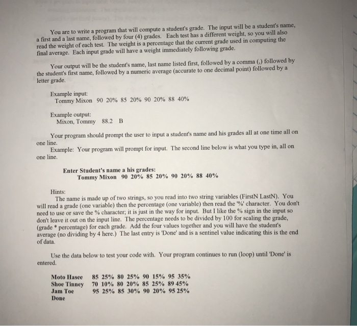 Solved You are to write a program that will compute a | Chegg.com