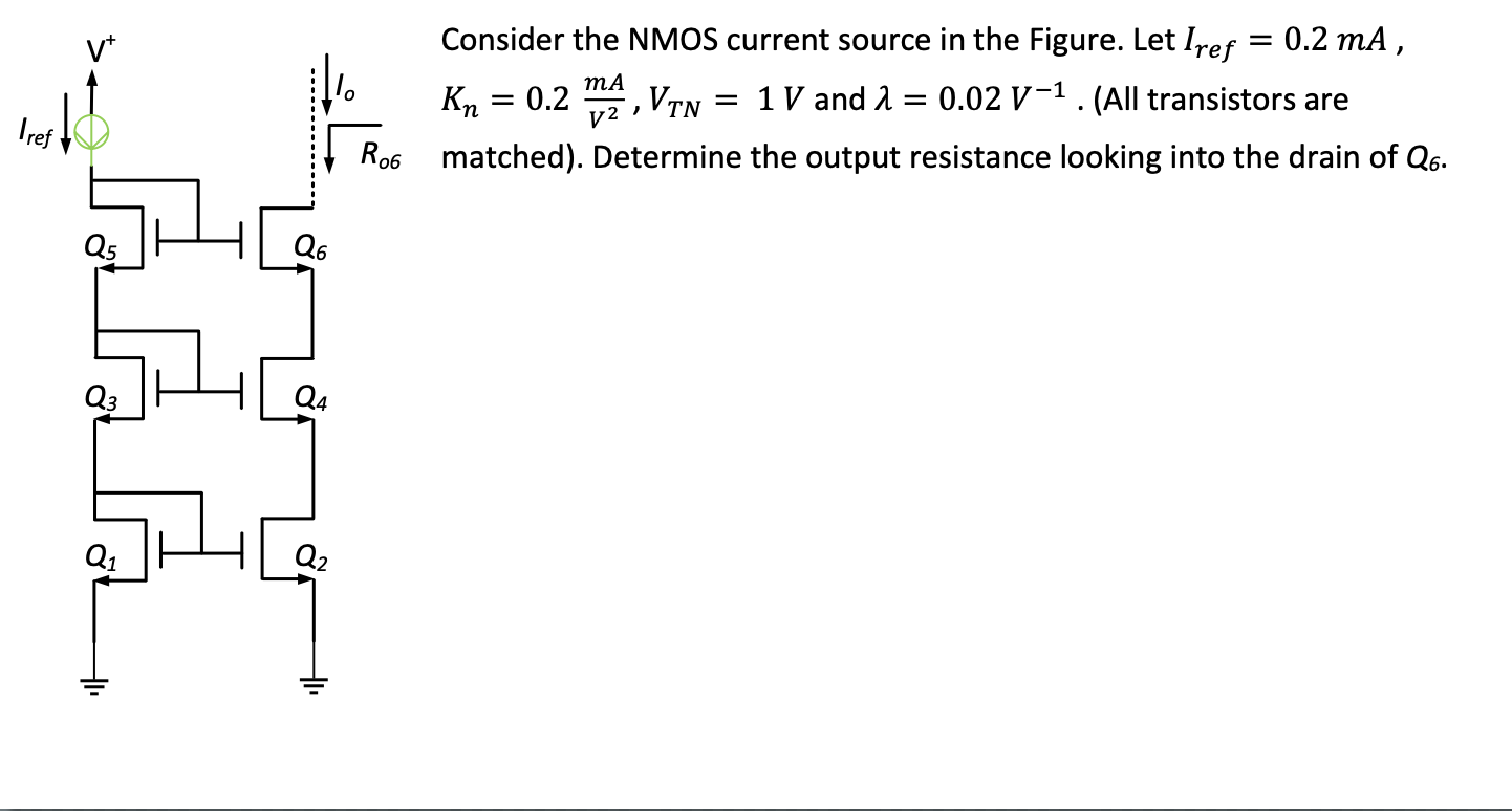 Solved V. + Roo Consider the NMOS current source in the | Chegg.com