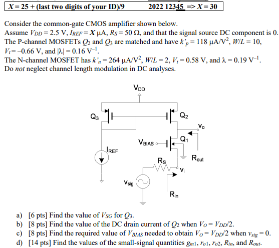 Solved Consider the common-gate CMOS amplifier shown below. | Chegg.com