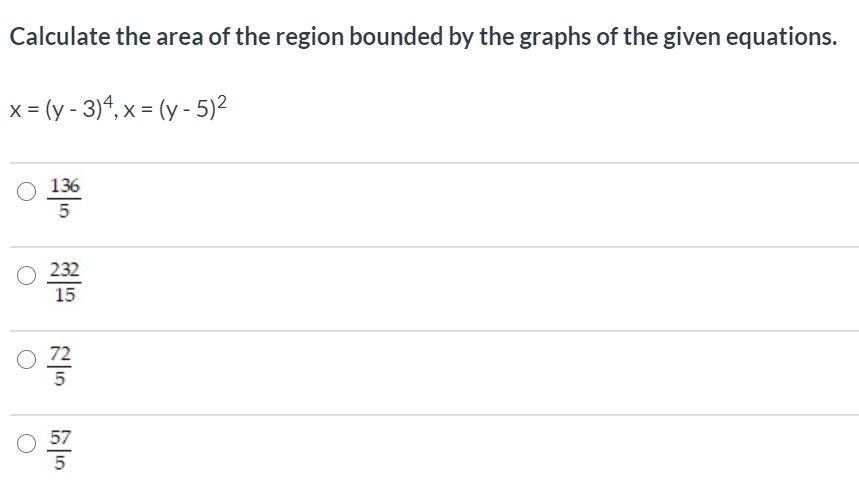 Solved Calculate the area of the region bounded by the | Chegg.com