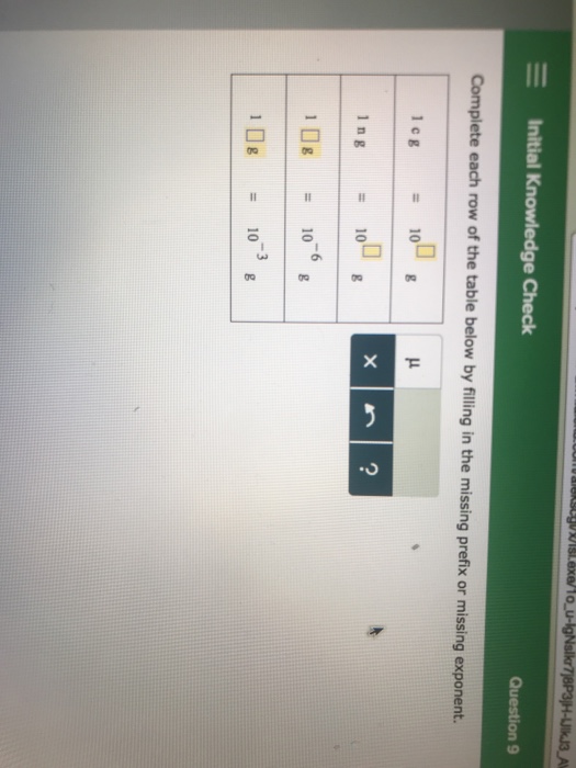 Solved Initial Knowledge Check Complete each row of the | Chegg.com