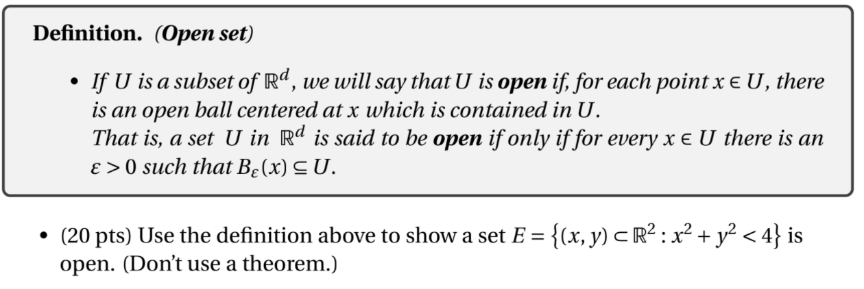 Solved Definition. (Open set) If U is a subset of Rd, we | Chegg.com