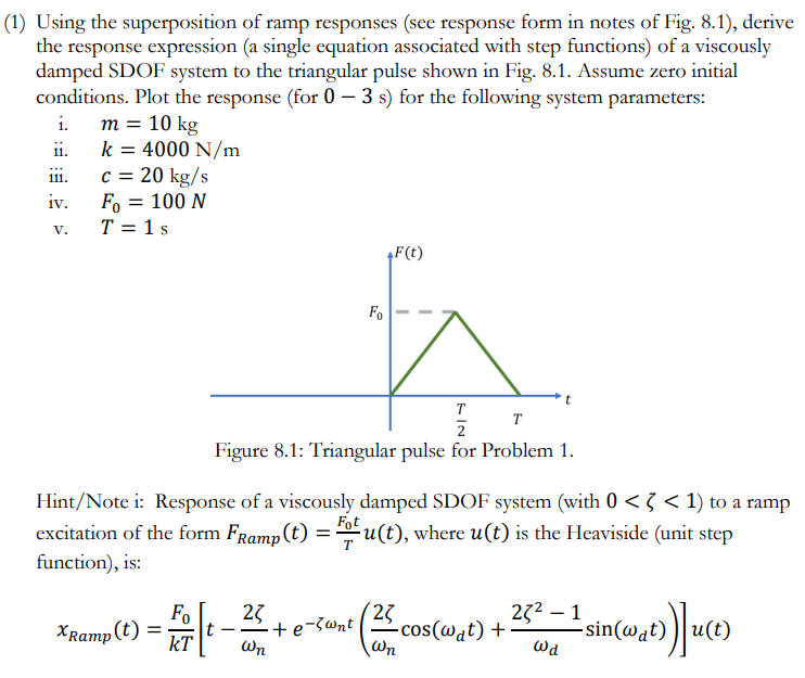 Solved (1) Using the superposition of ramp responses (see | Chegg.com