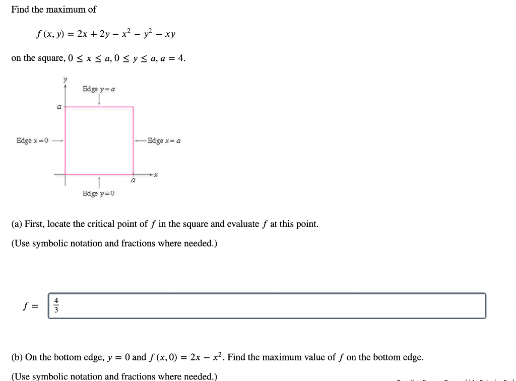 Find the maximum of f(x,y)=2x+2y−x2−y2−xy on the | Chegg.com