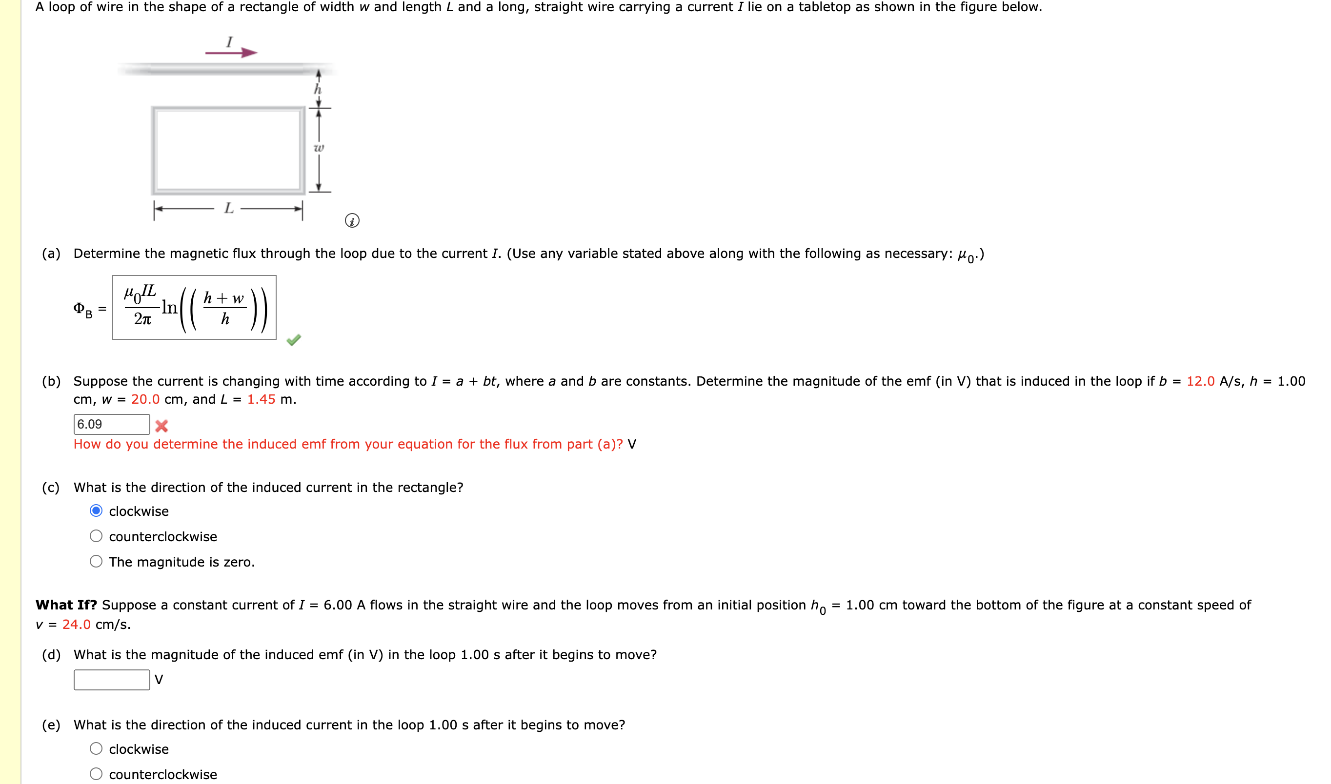 Solved (a) Determine the magnetic flux through the loop due | Chegg.com