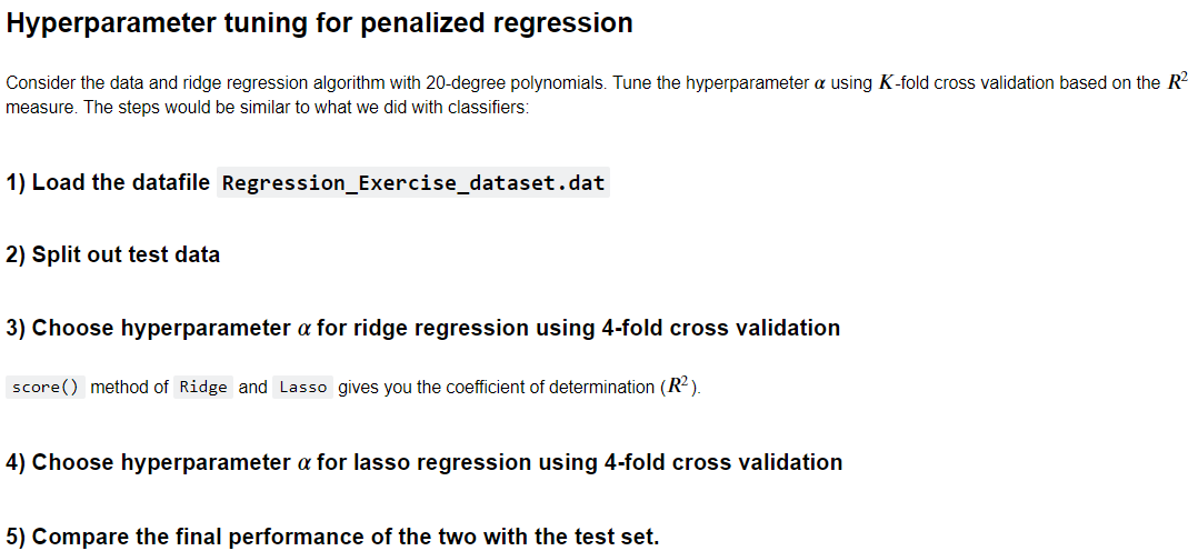 Solved Hyperparameter tuning for penalized regression | Chegg.com