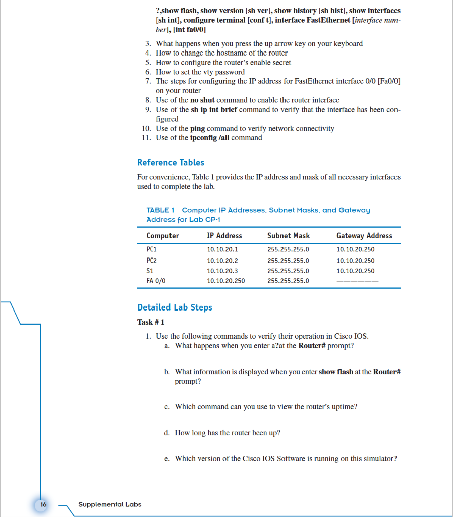 LAB 5: BASIC ROUTER CONFIGURATION AND THE | Chegg.com