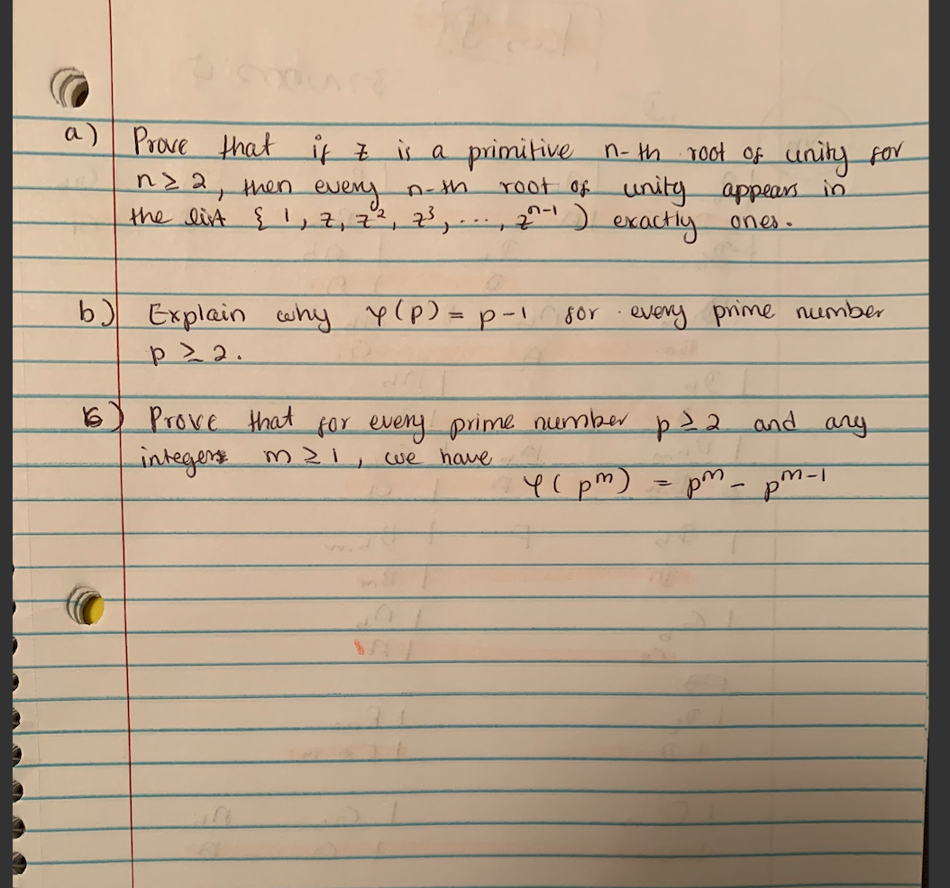 Solved a) Prove that iſ z is a primitive n-th root of unity | Chegg.com