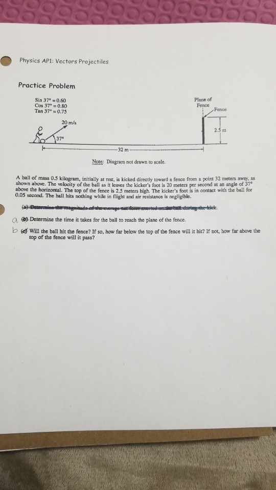 Solved Physics AP1: Vectors Projectiles Practice Problem Sin | Chegg.com