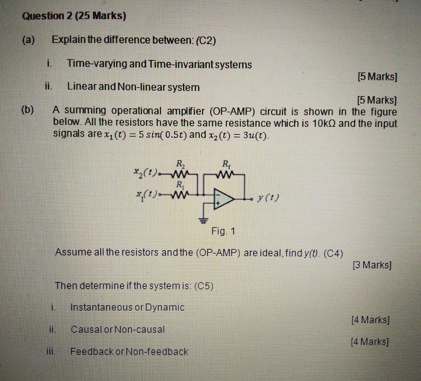 [Solved]: [5 Marks] b) A summing operational amplifier (OP
