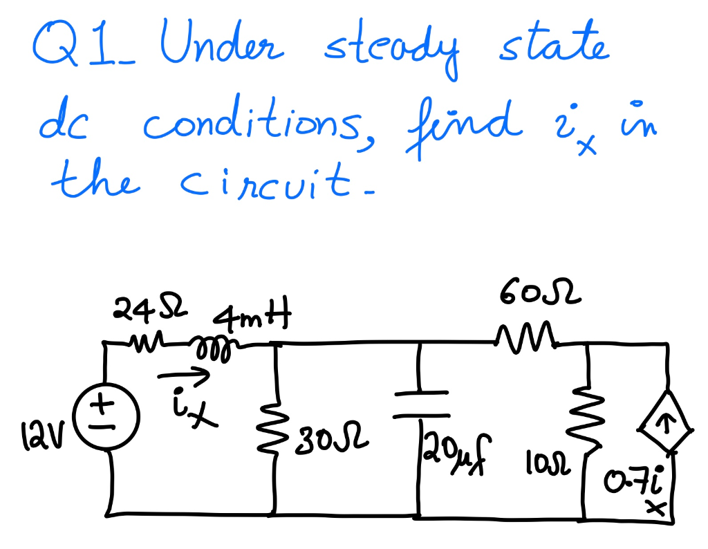 Solved Q1. Under steady state dc conditions, find ²x in the | Chegg.com