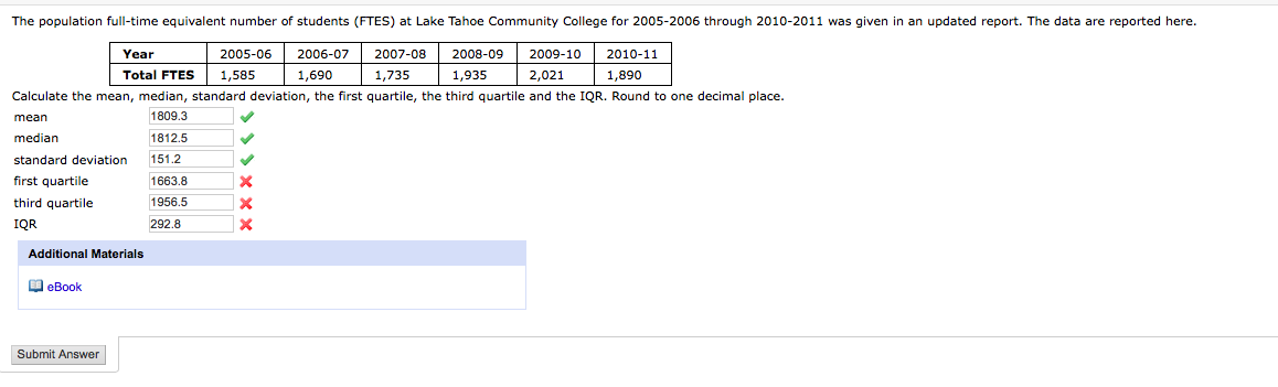 Solved The population full-time equivalent number of | Chegg.com