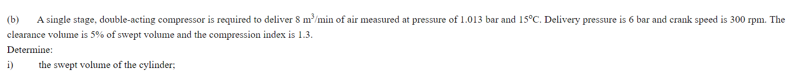 Solved clearance volume is 5% of swept volume and the | Chegg.com