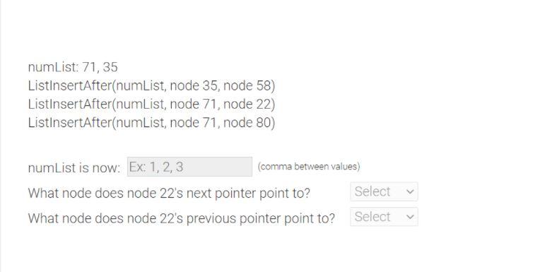 Solved numList: 71,35 ListinsertAfter(numList, node 35, node | Chegg.com