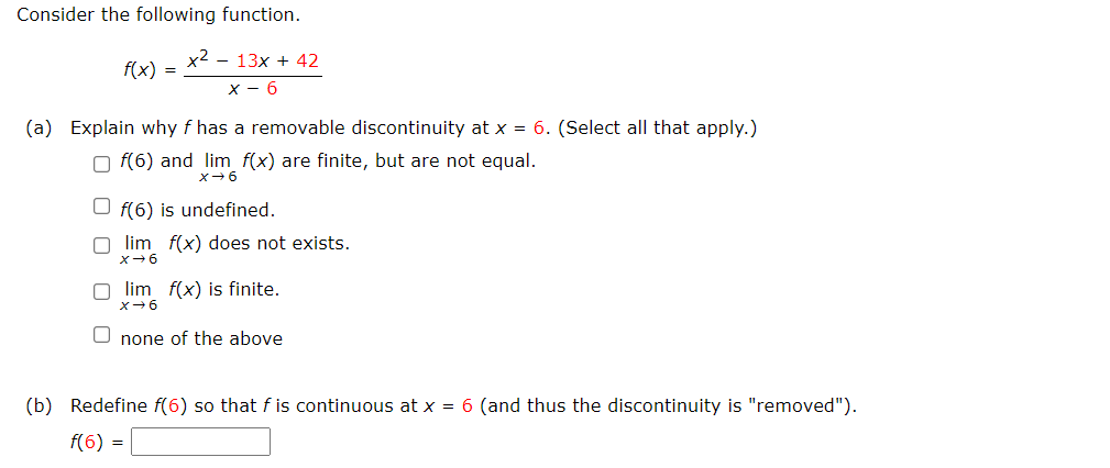 Solved Consider The Following Function F X X−6x2−13x 42