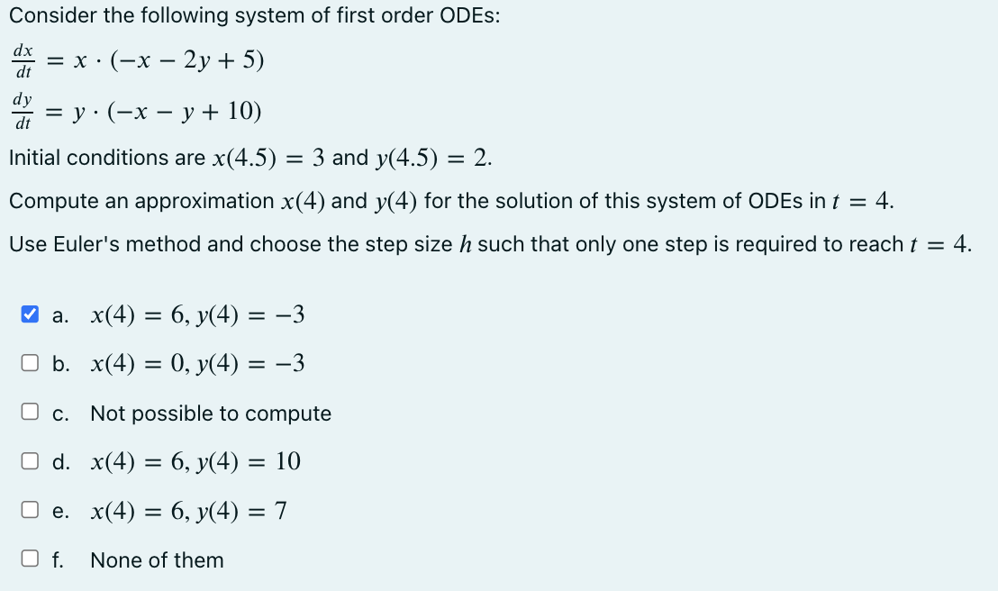 Solved Consider the following system of first order ODES: dx | Chegg.com