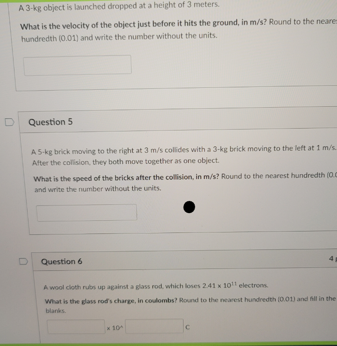 Solved A 3-kg object is launched dropped at a height of 3 | Chegg.com
