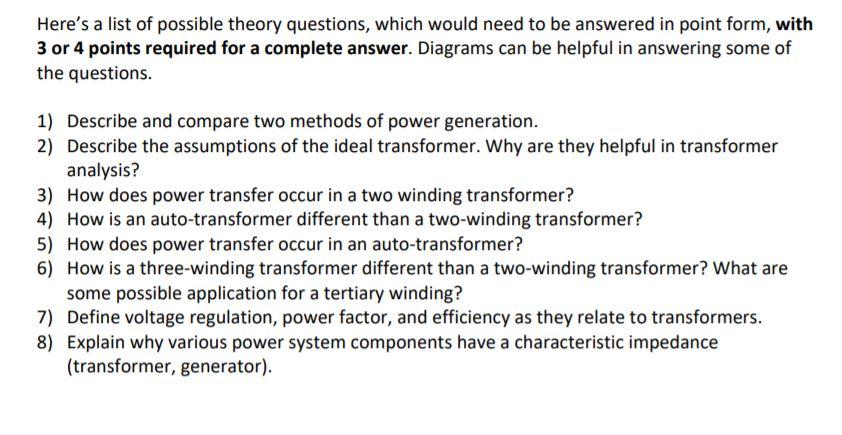 Solved Here's a list of possible theory questions, which | Chegg.com