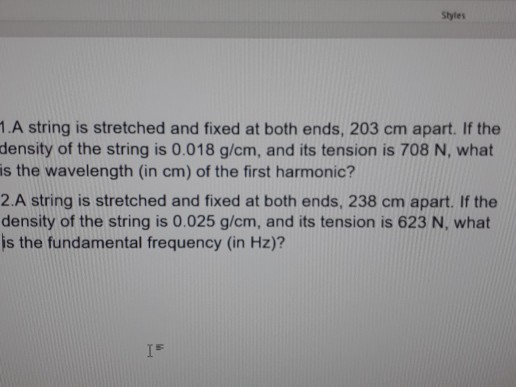 Solved Styles 1.A string is stretched and fixed at both | Chegg.com