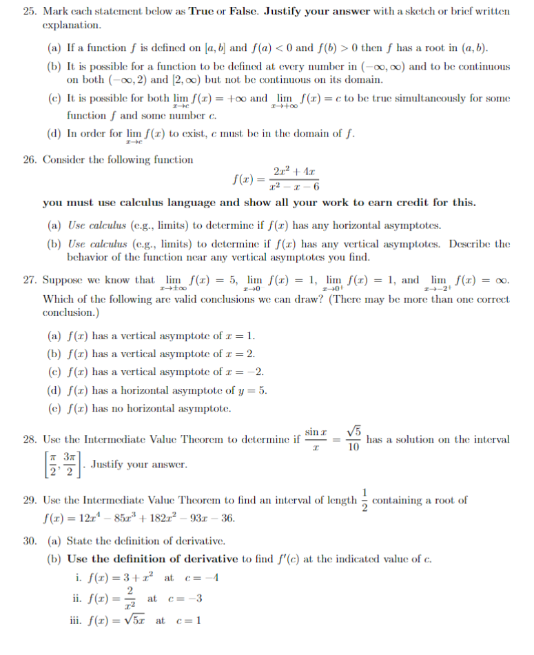 Solved 25. Mark each statement below as True or False. | Chegg.com