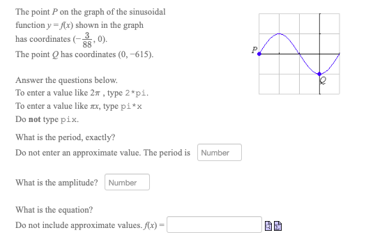 Solved The point P on the graph of the sinusoidal function y | Chegg.com
