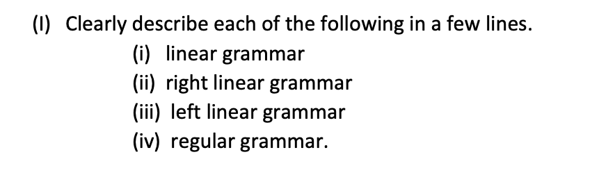 Solved (1) Clearly describe each of the following in a few | Chegg.com