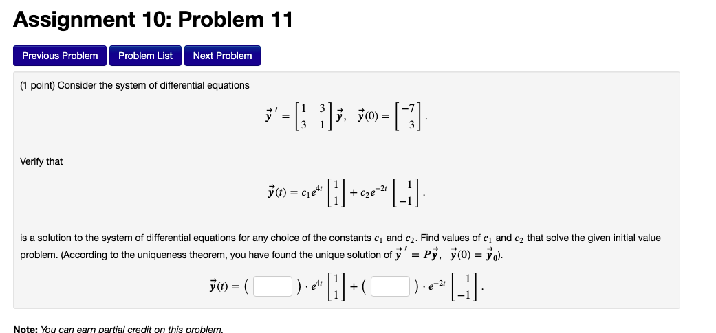 Solved Assignment 10: Problem 11 Previous Problem Problem | Chegg.com