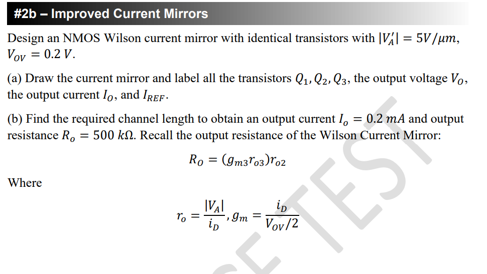Solved - #2b - Improved Current Mirrors Design an NMOS | Chegg.com