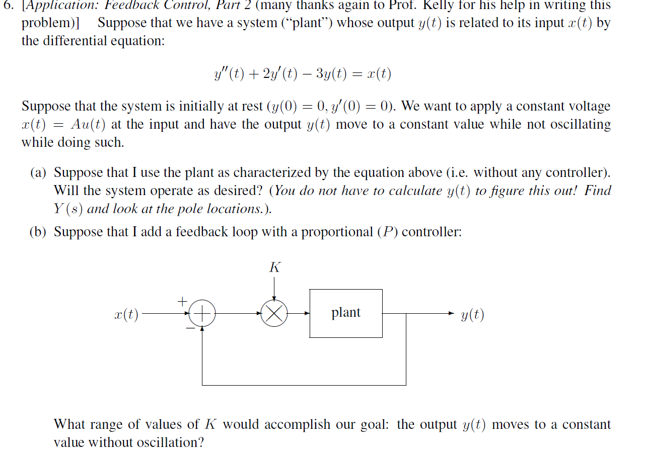 Solved 6. [Application: Feedback Control, Part 2 (many | Chegg.com
