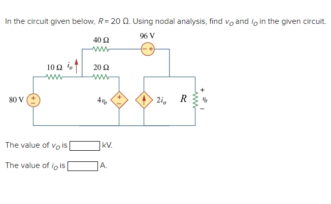 Solved In the circuit given below, R=20Ω. Using nodal | Chegg.com