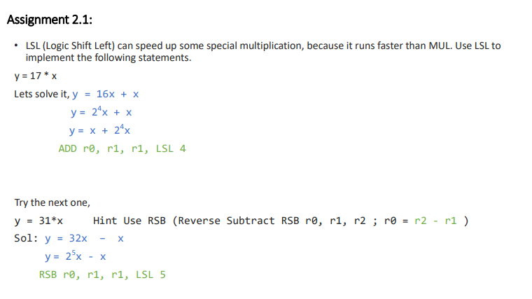 Assignment 2.1: LSL (Logic Shift Left) can speed up | Chegg.com