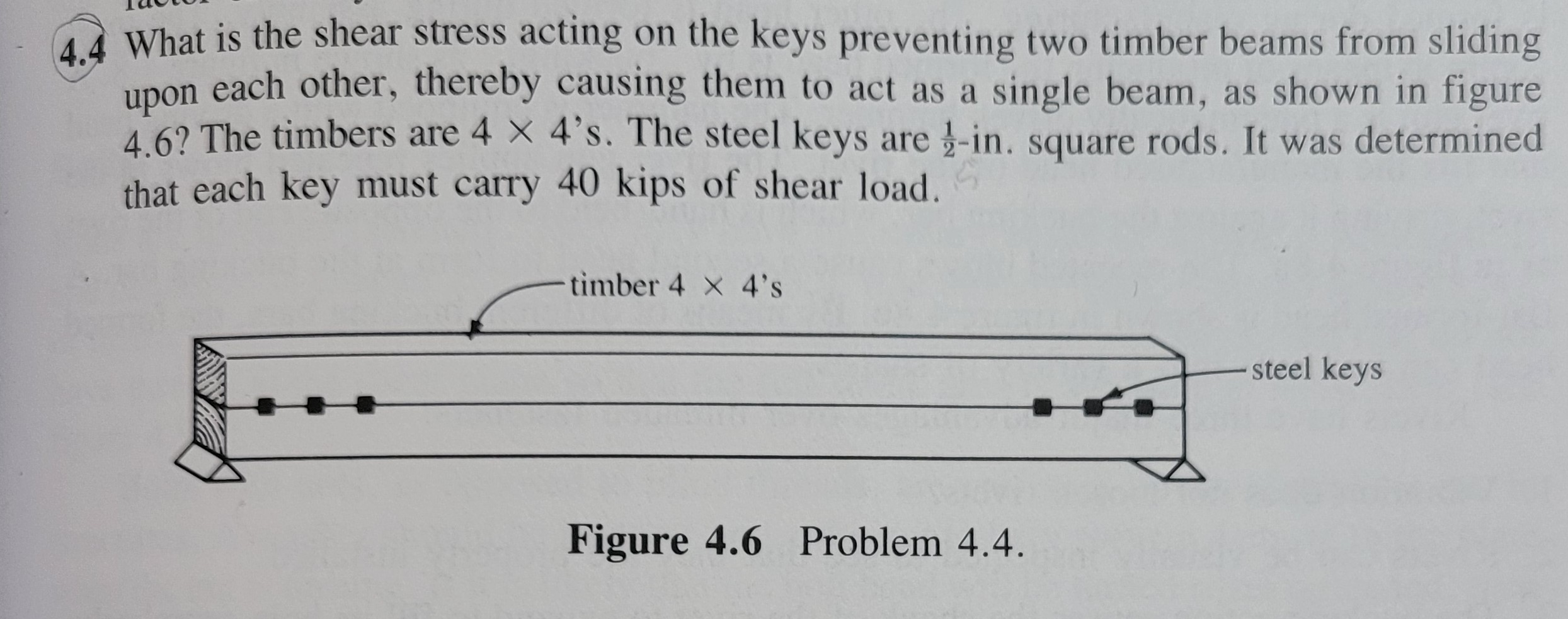 Solved 4.4 What is the shear stress acting on the keys | Chegg.com