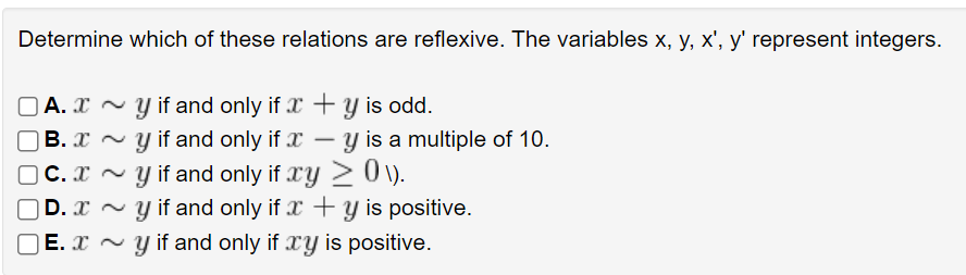 Solved Determine which of these relations are reflexive. The | Chegg.com