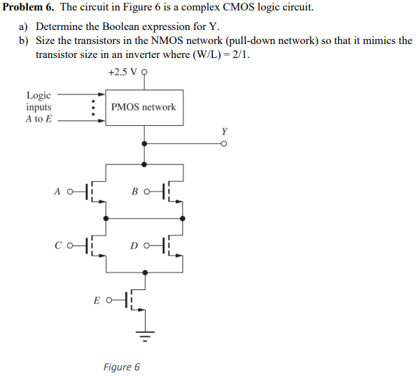 Solved Problem 6. The circuit in Figure 6 is a complex CMOS | Chegg.com