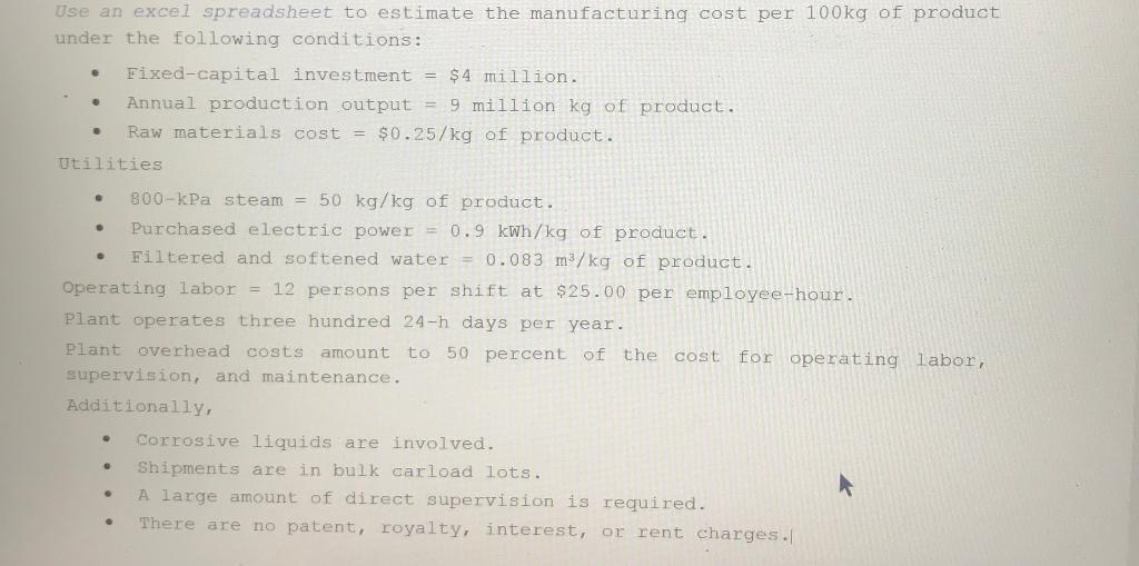 Solved Use an excel spreadsheet to estimate the | Chegg.com