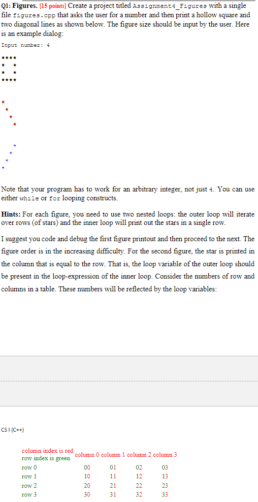 Solved C++ Coding In the second figure (the first diagonal | Chegg.com