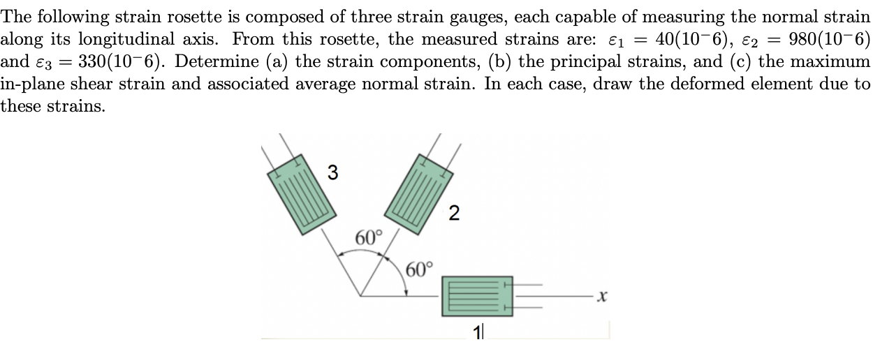 The following strain rosette is ﻿composed of ﻿three | Chegg.com