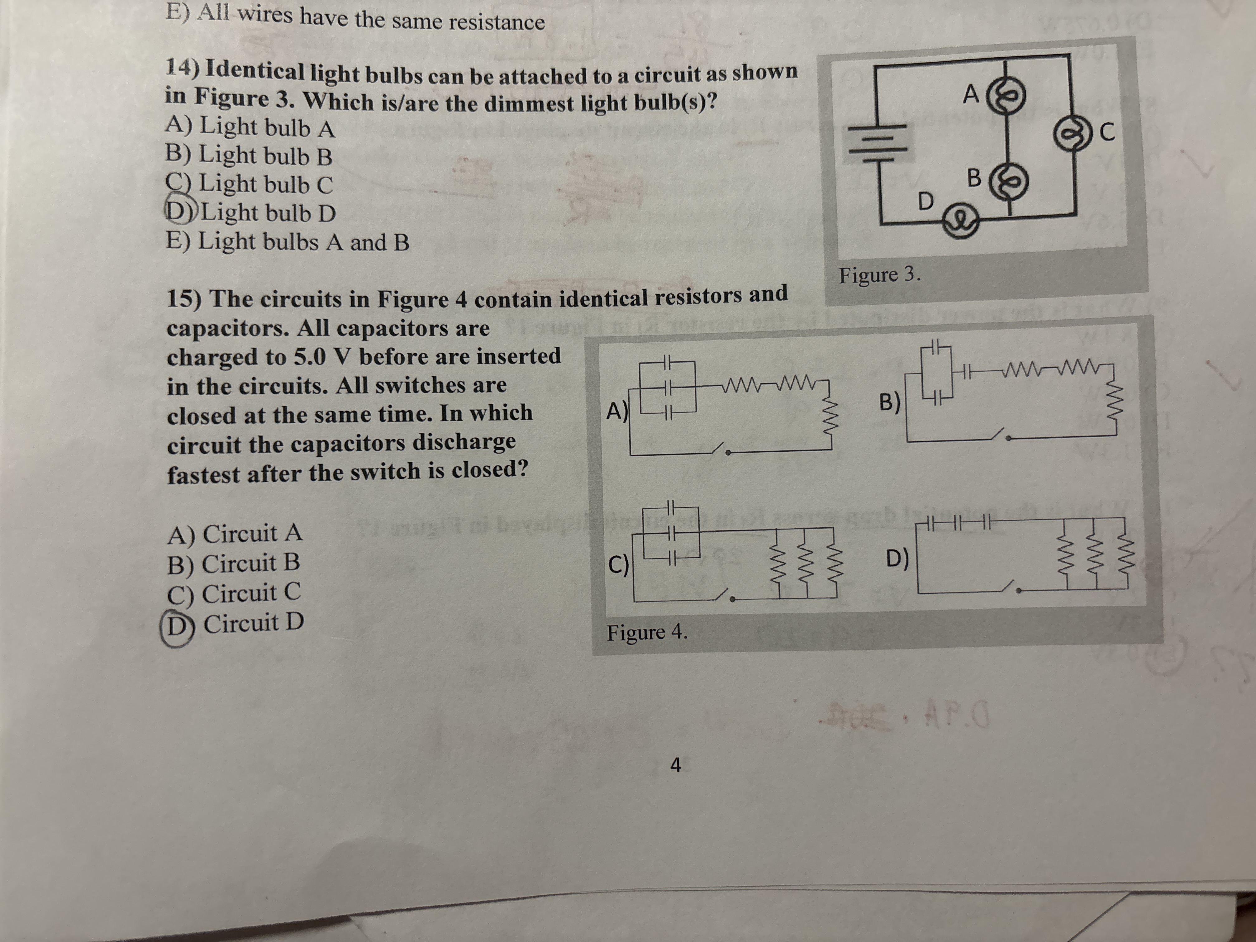 Solved 14) Identical light bulbs can be attached to a | Chegg.com
